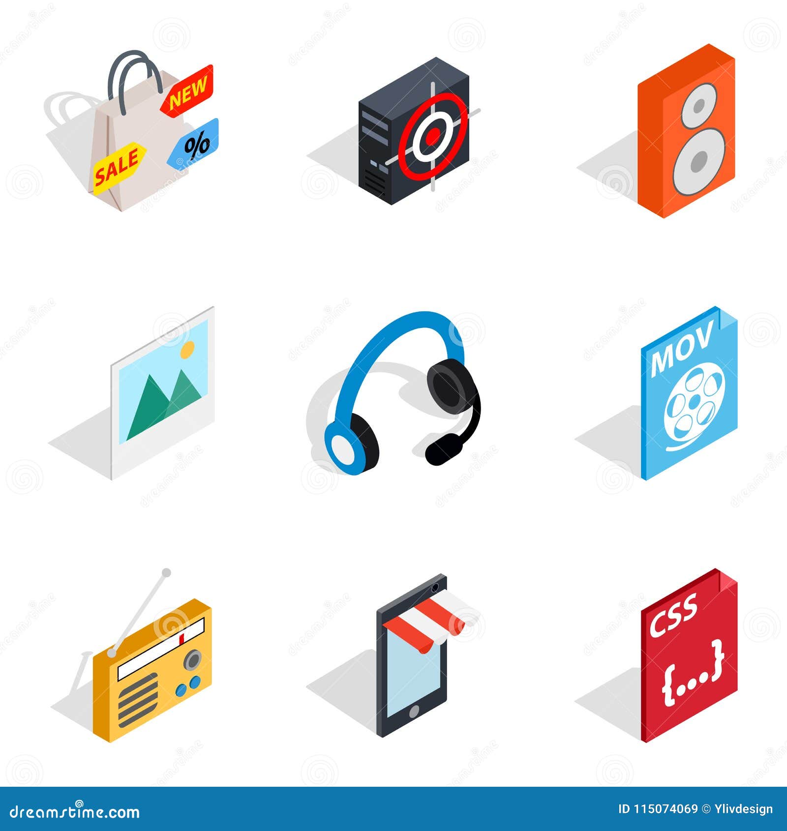 Computing Machine Icons Set, Isometric Style Stock Vector ...