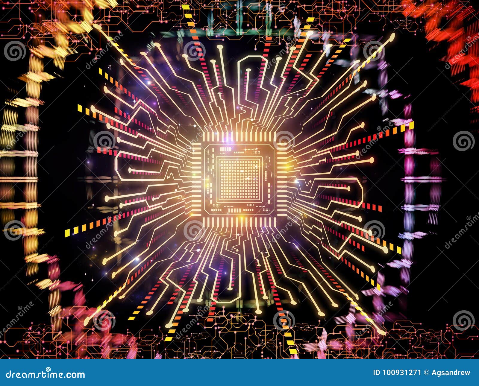 Glow of Digital Processor stock illustration. Illustration of ...