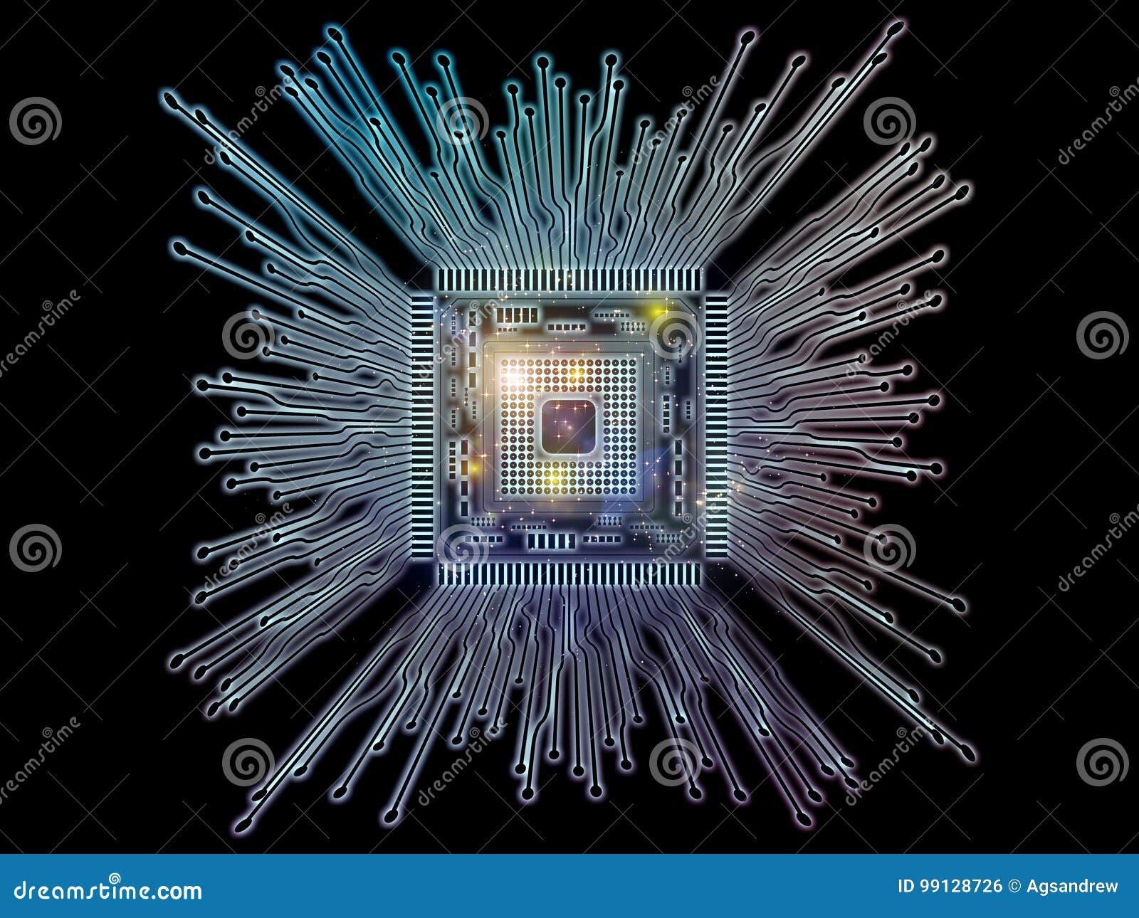 Advance of Digital Processor Stock Illustration - Illustration of ...
