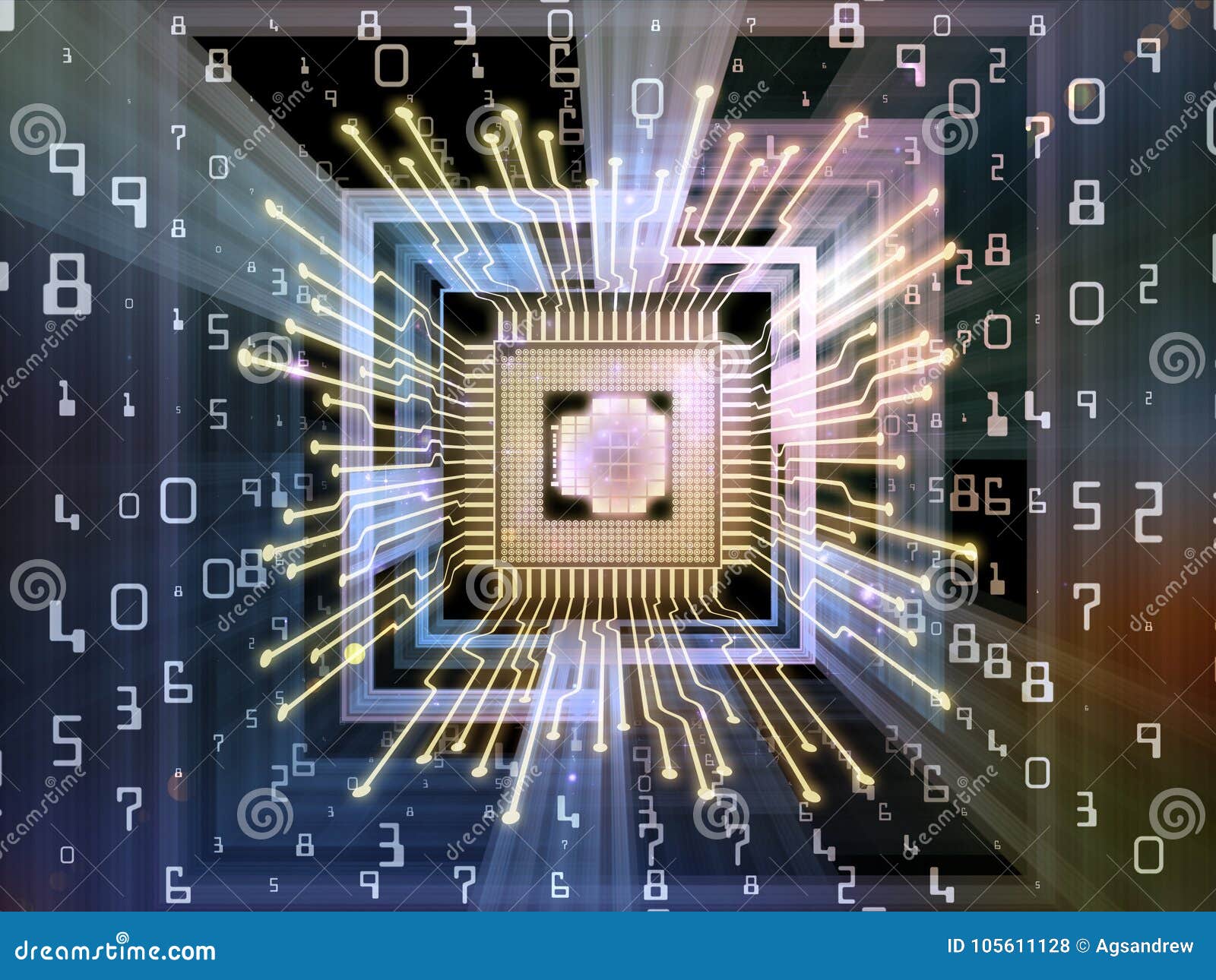 Conceptual Computer CPU stock illustration. Illustration of language ...
