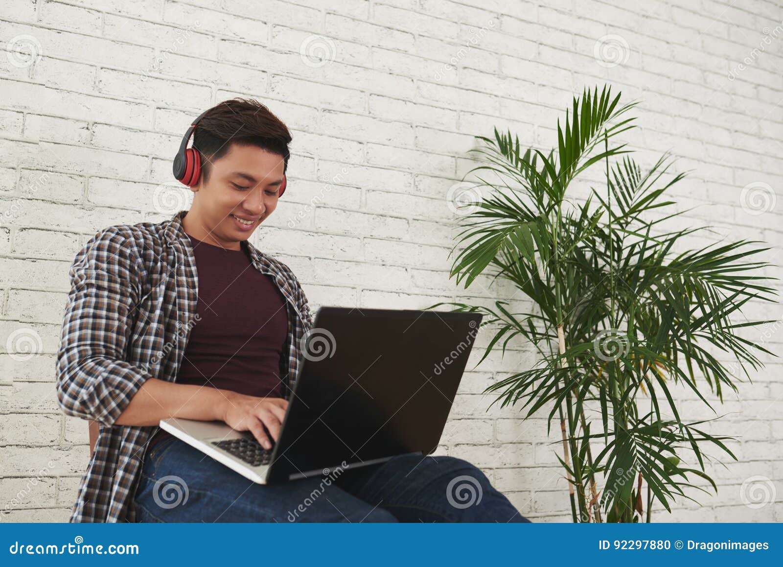 Computing man stock photo. Image of sitting, student - 92297880