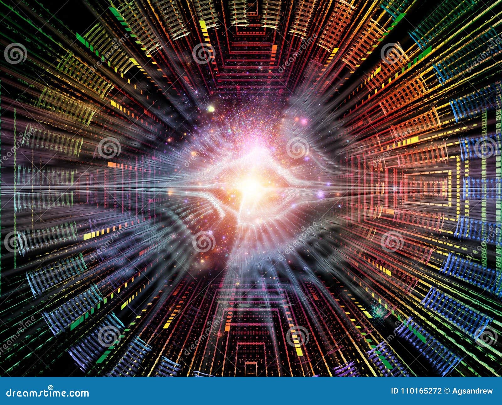 Computing Quantum Space stock illustration. Illustration of explosion ...