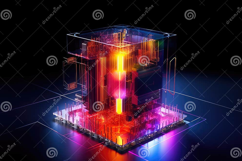 Computing and Quantum Technology. Generative AI Stock Illustration ...