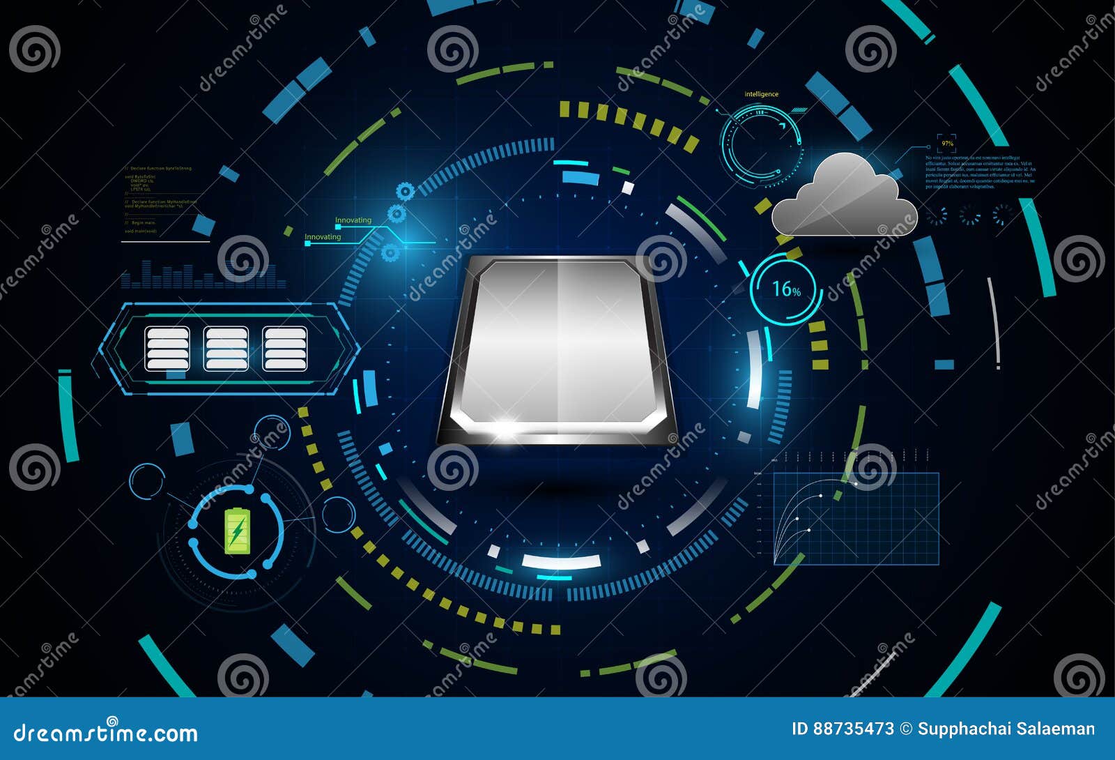 Computing Sci Fi Hi Tech System Data Cloud Concept Background Stock ...