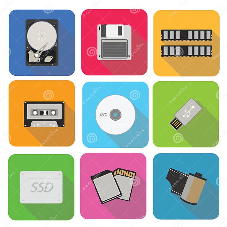 Computor Icons in Flat Design Stock Vector - Illustration of design ...