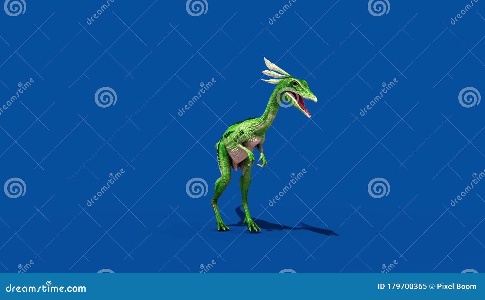 Compy Jurassic Dinosaur Die Blue Screen Front 3D Rendering Animation ...
