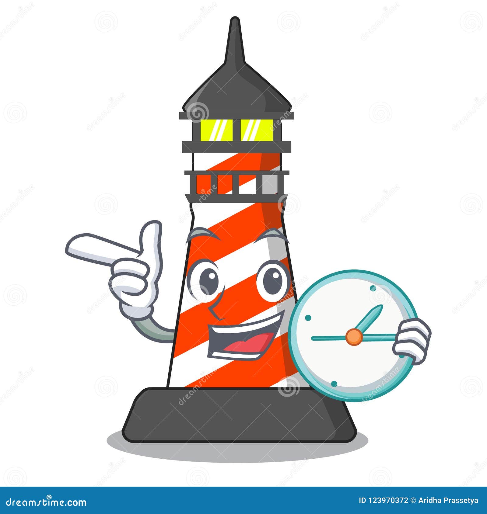 Con El Edificio Rojo Realista Del Faro De La Historieta Del Reloj ...