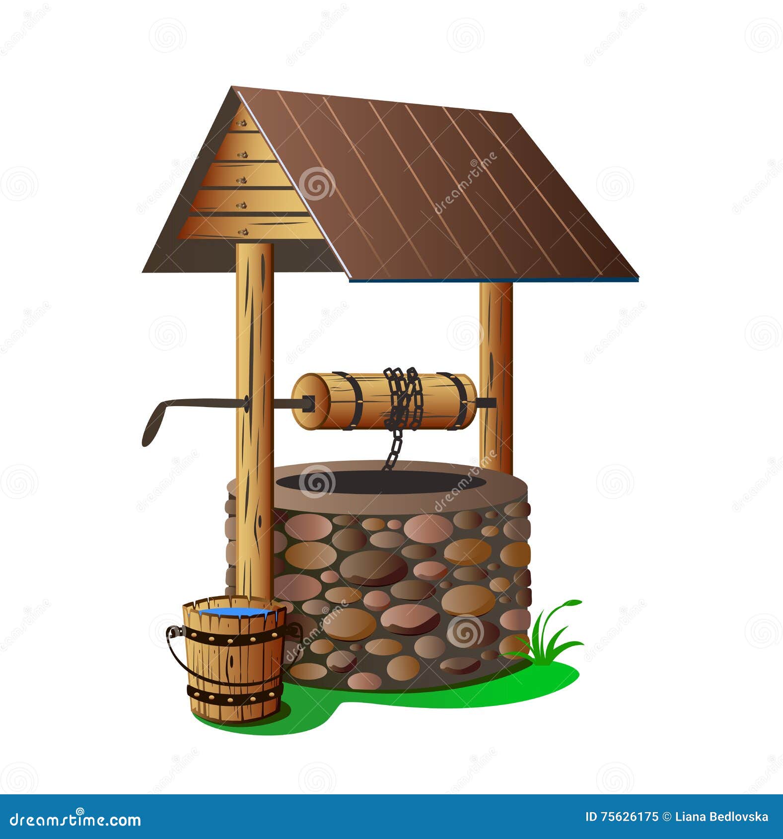 Con El Pozo De Agua Potable Ilustración del Vector - Ilustración de ...
