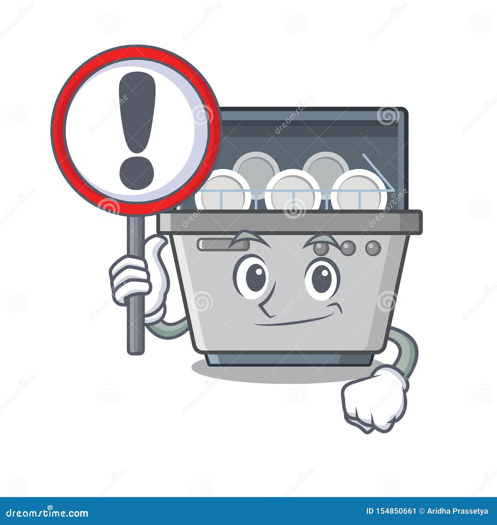 Con La Máquina Del Lavaplatos De La Mascota De La Muestra En La Cocina Ilustración Del Vector