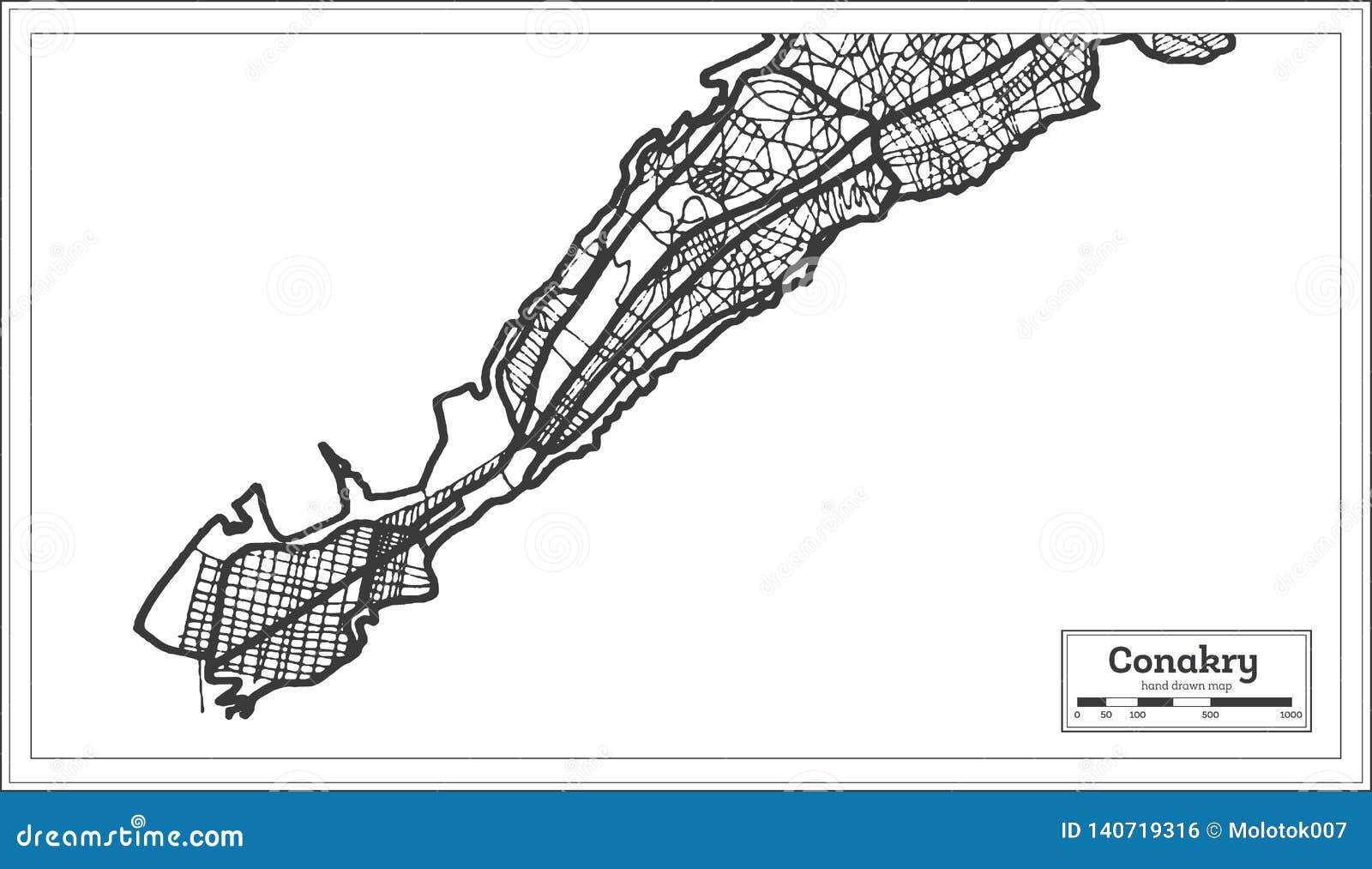 Conakry, Guinea Map. Detailed Black Map Of Conakry City Poster With ...