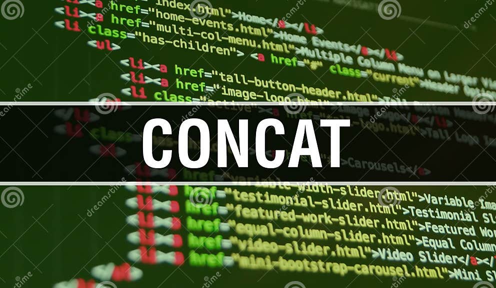 Concat Concept Illustration Using Code for Developing Programs and App. Concat Website Code with ...