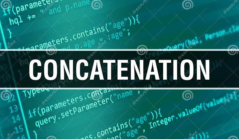 Concatenation Text Written on Programming Code Abstract Technology ...