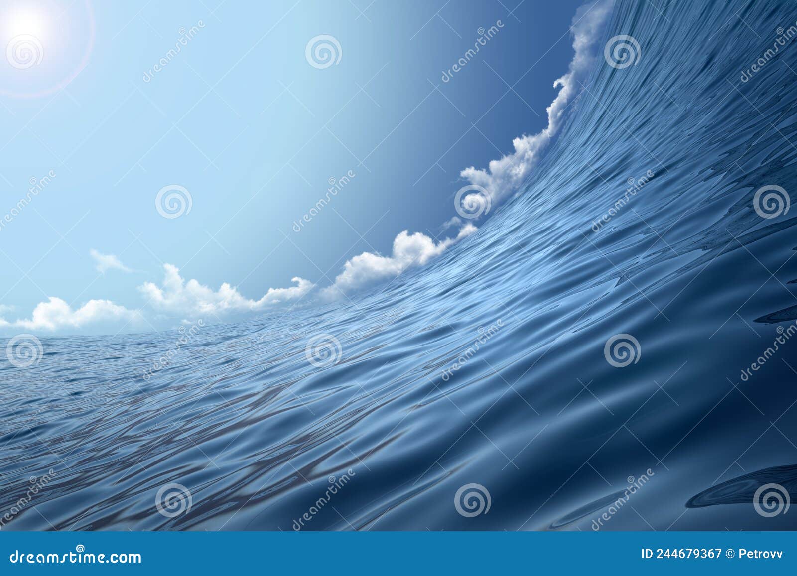Concave Ocean Surface with Horizon Stock Illustration - Illustration of ...