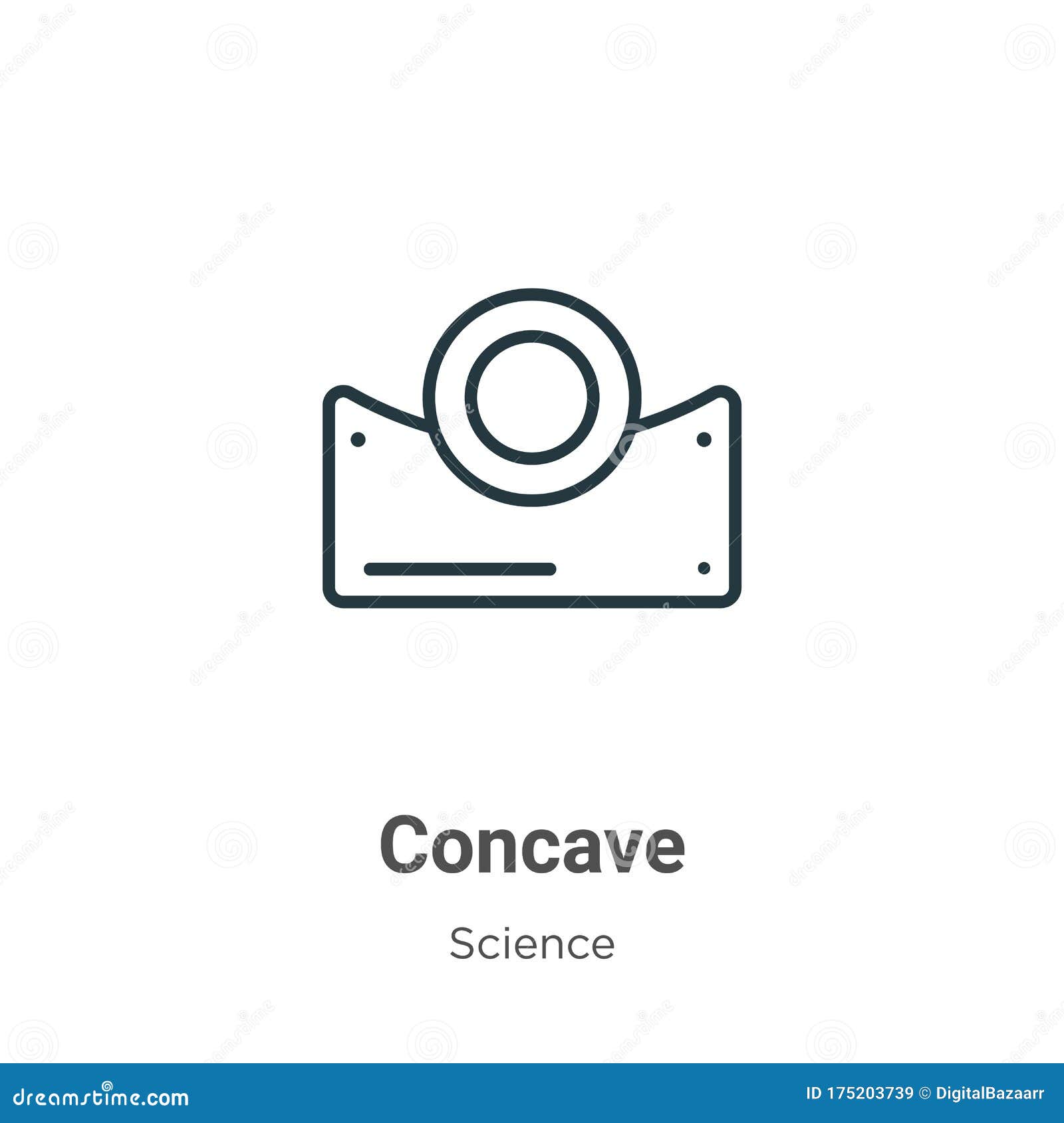 Concave Outline Vector Icon. Thin Line Black Concave Icon, Flat Vector ...