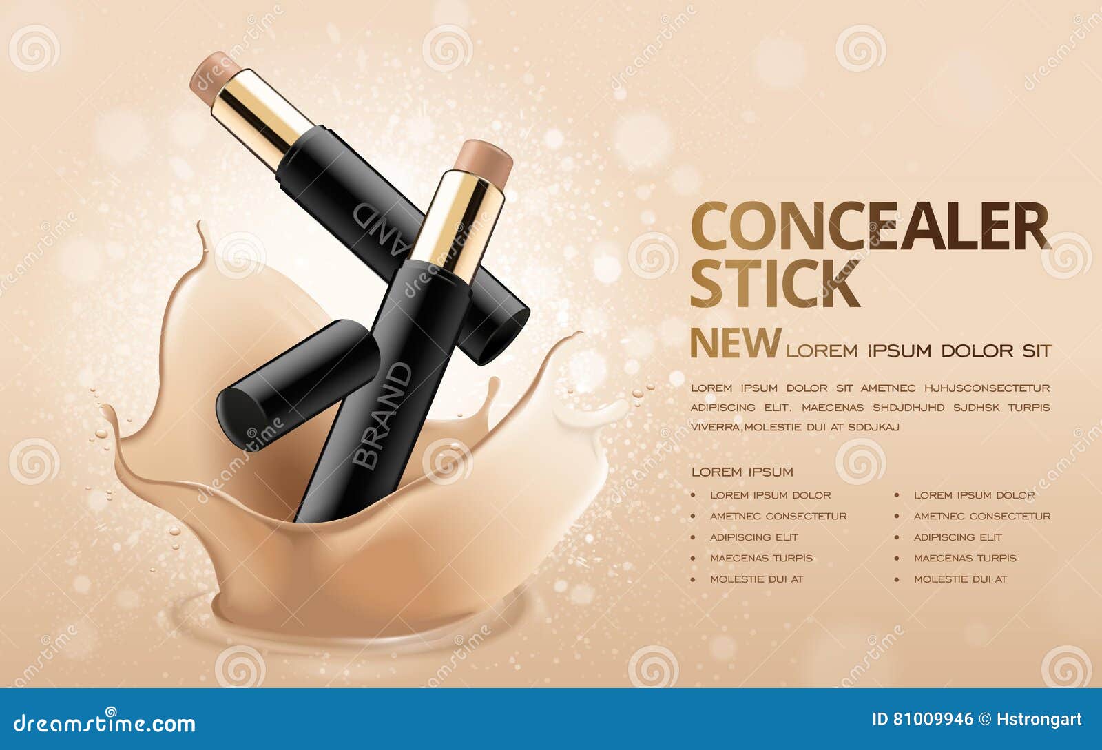 Concealer stick ads stock vector. Illustration of glossy - 81009946