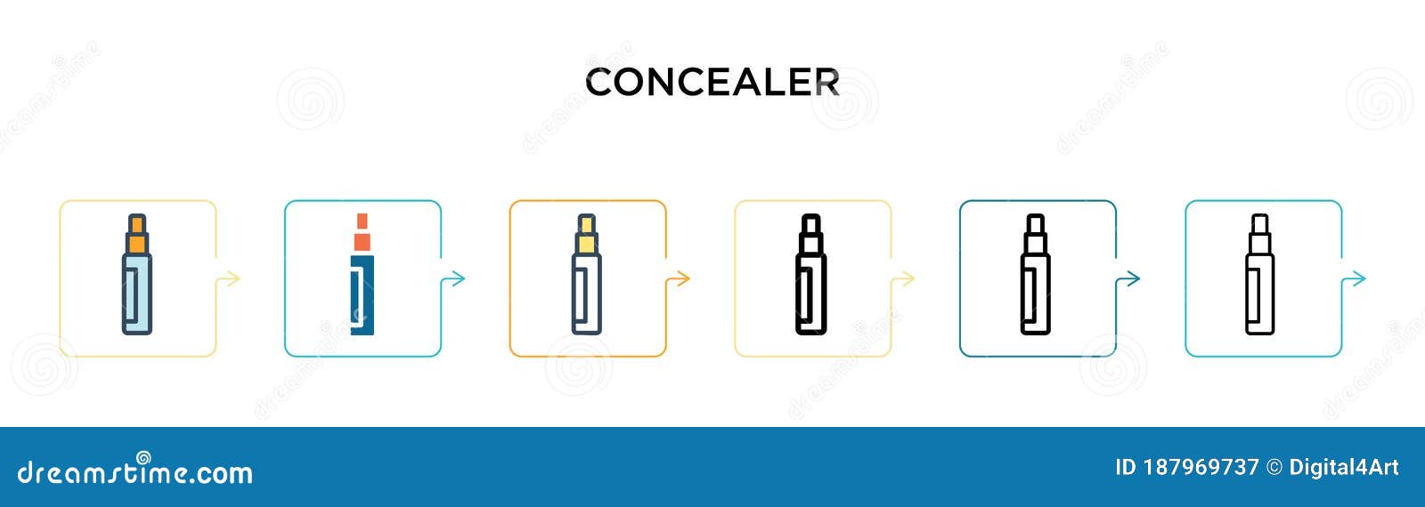 Concealer Vector Icon in 6 Different Modern Styles. Black, Two Colored ...