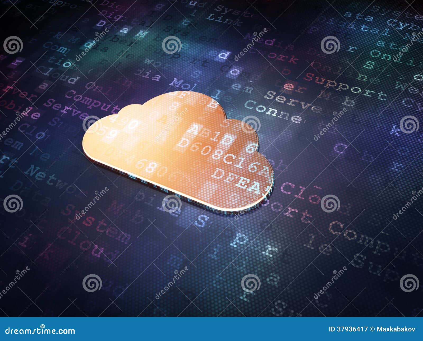 Conceito Da Tecnologia Da Nuvem: Nuvem Dourada Em Digital Imagem de ...