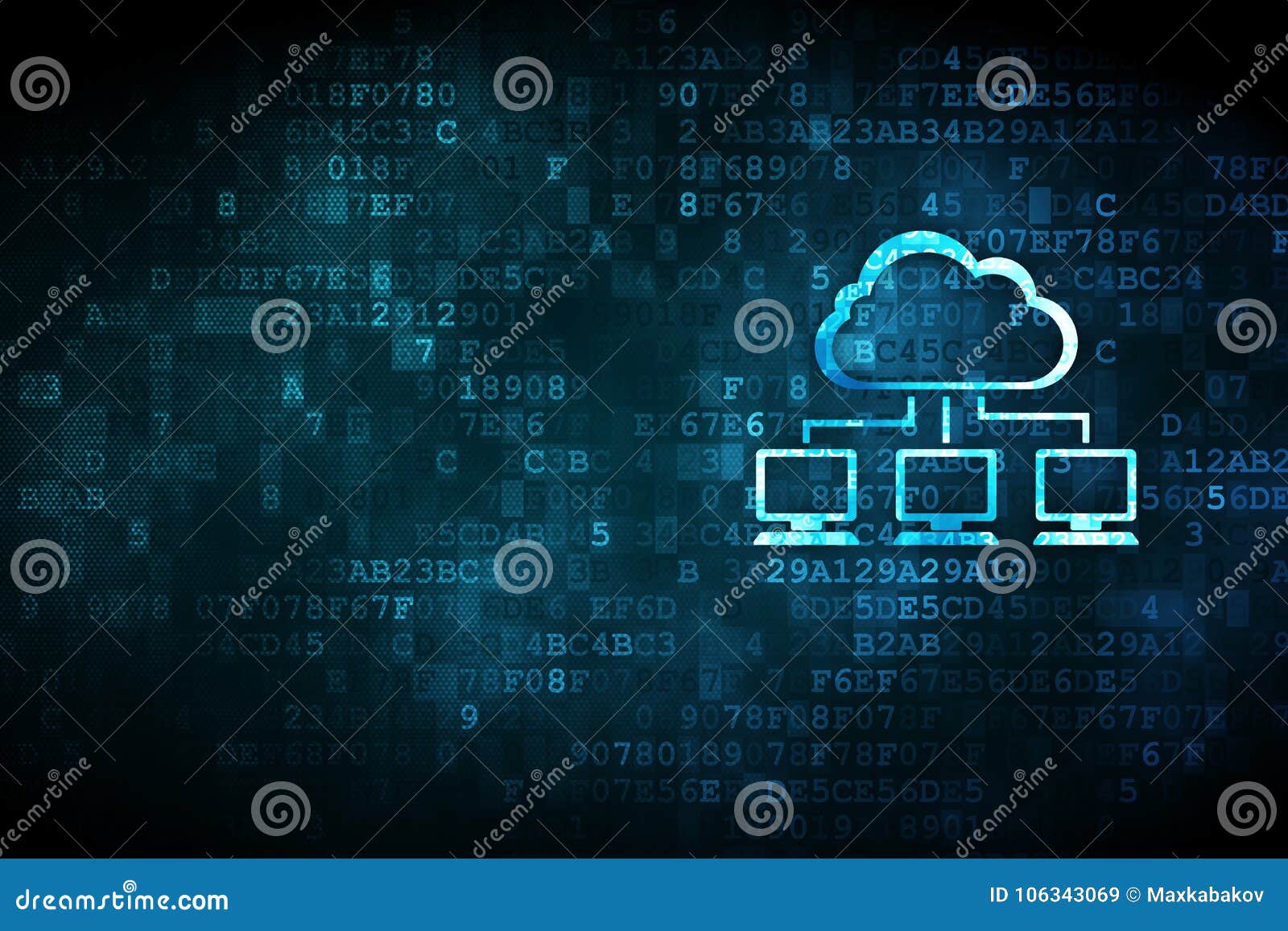 Conceito Da Tecnologia Da Nuvem: Rede Da Nuvem No Fundo Digital ...