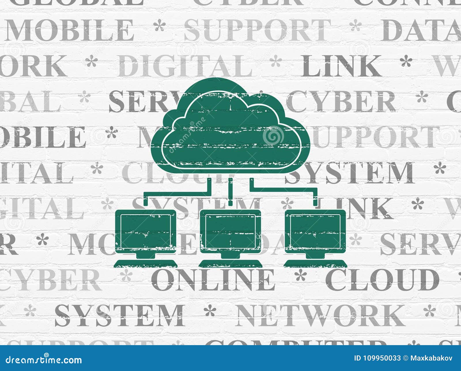 Conceito Da Tecnologia Da Nuvem: Rede Da Nuvem No Fundo Da Parede ...