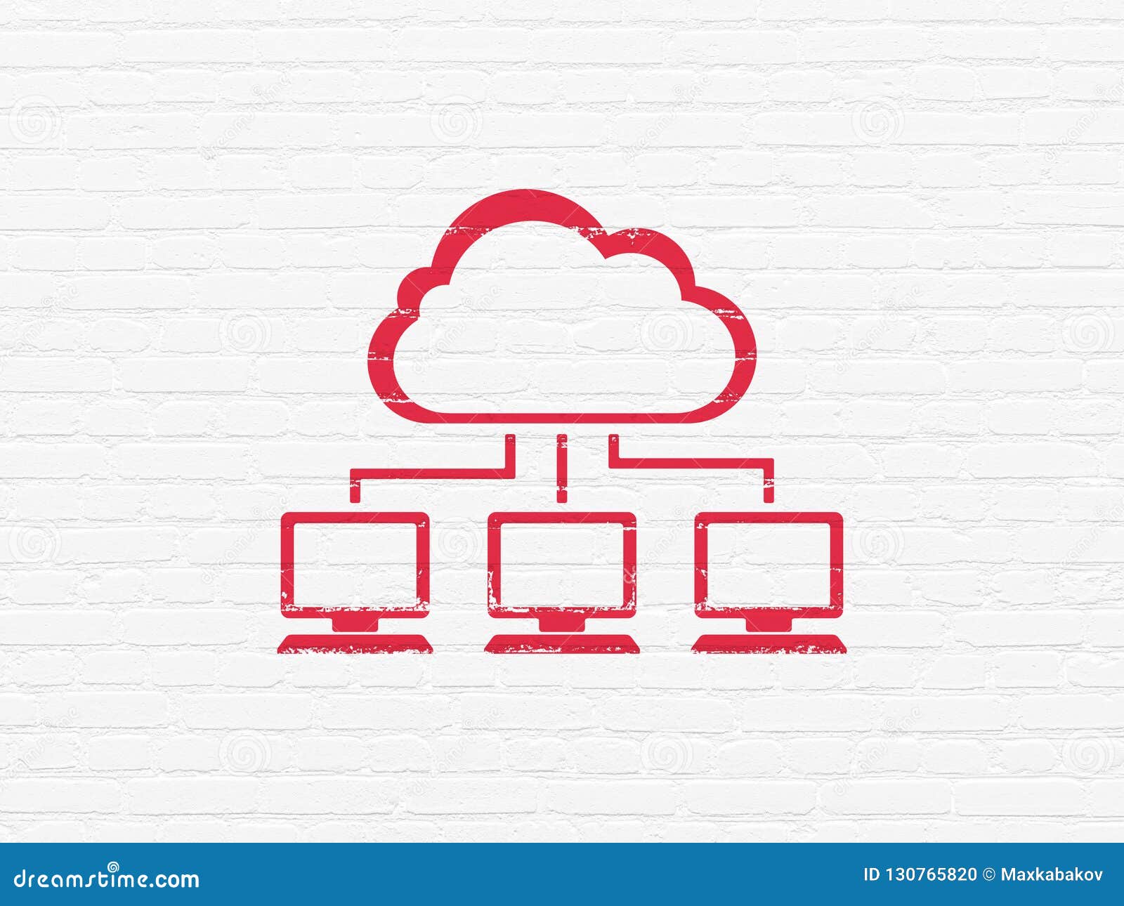 Conceito Da Tecnologia Da Nuvem: Rede Da Nuvem No Fundo Da Parede ...