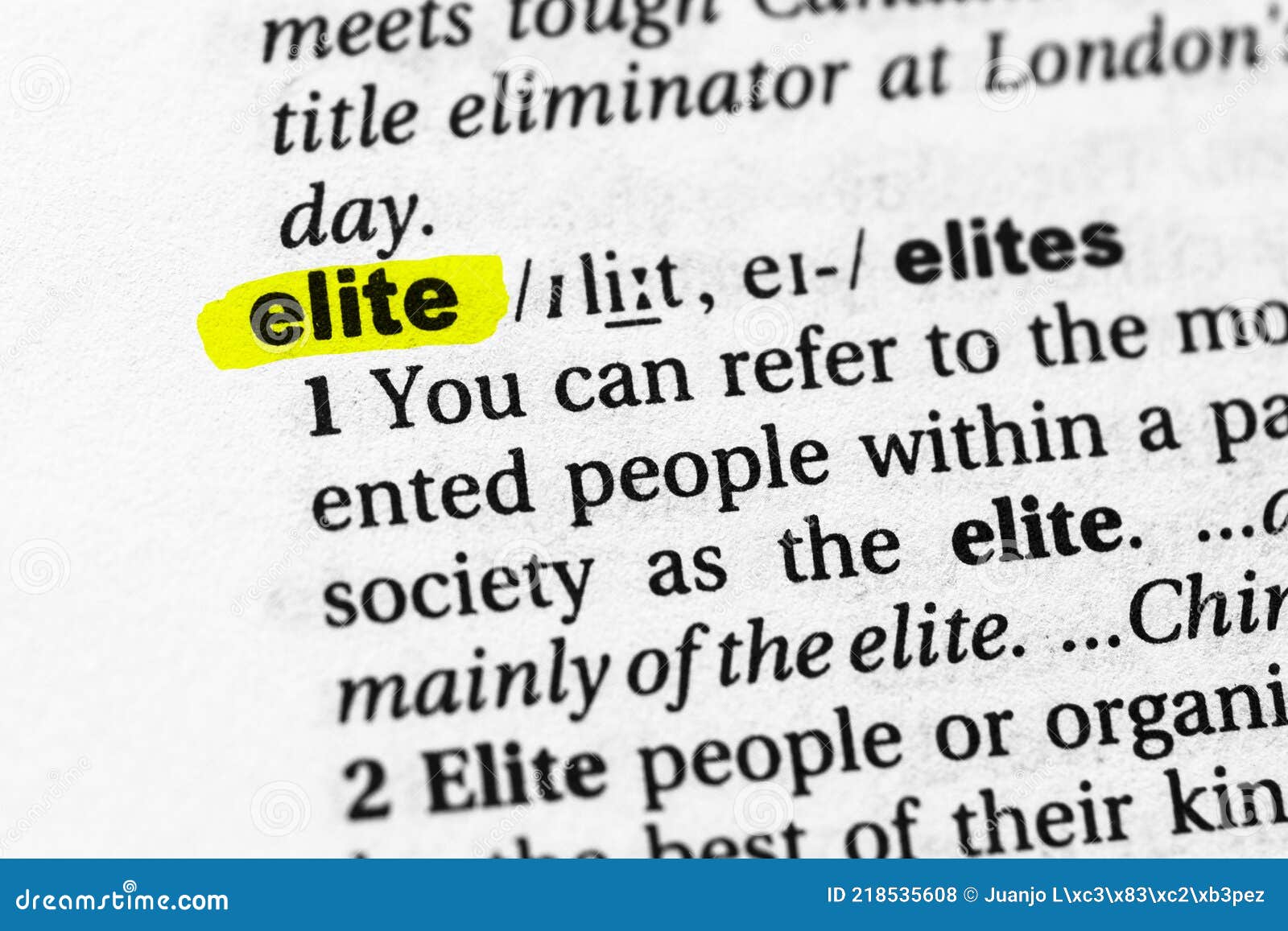 Conceito De Elite De Palavra Destacado E Significado Foto de Stock ...