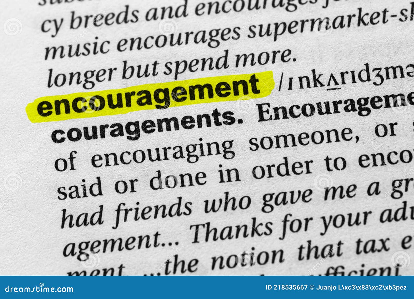 Conceito De Encorajamento De Palavras Destacado E Significado Imagem de ...