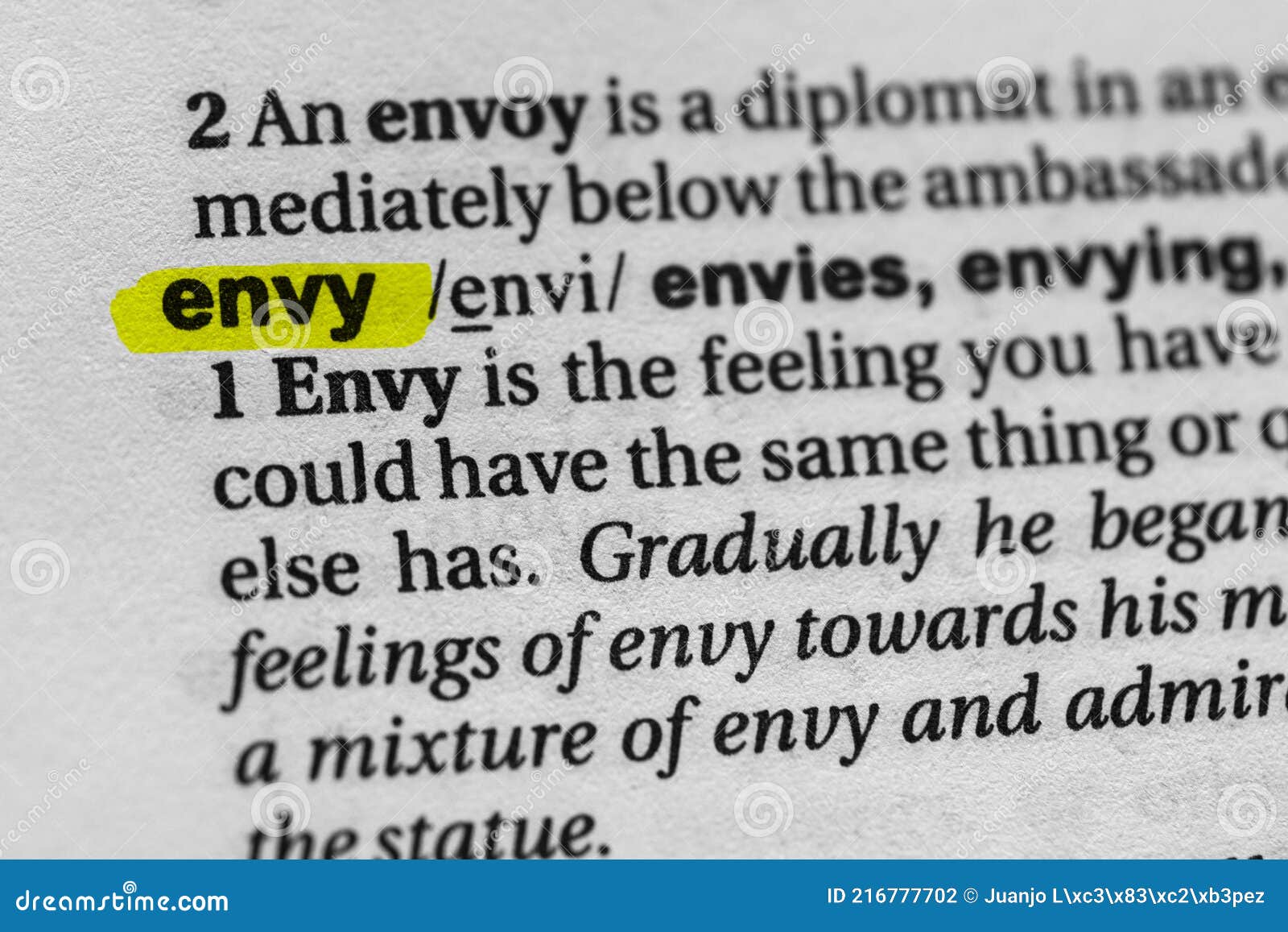 Conceito E Significado Da Palavra Inveja Destacada Foto de Stock ...