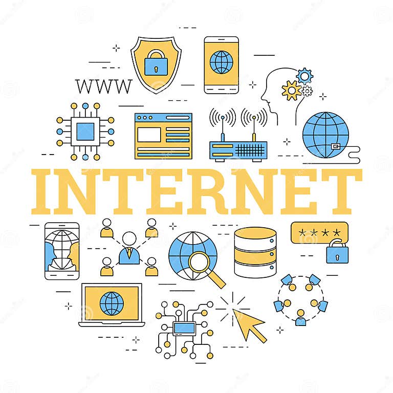 Conceito Linear Do Internet - Letras Ilustração Stock - Ilustração de ...