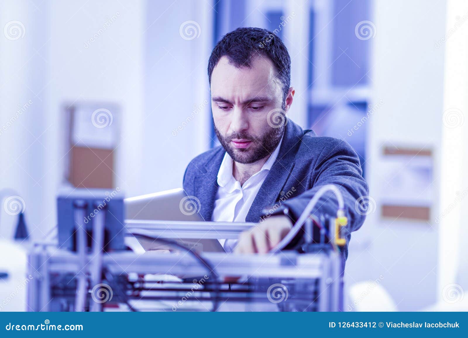 Serious Professional Engineer Being Deep in Thoughts Stock Photo ...