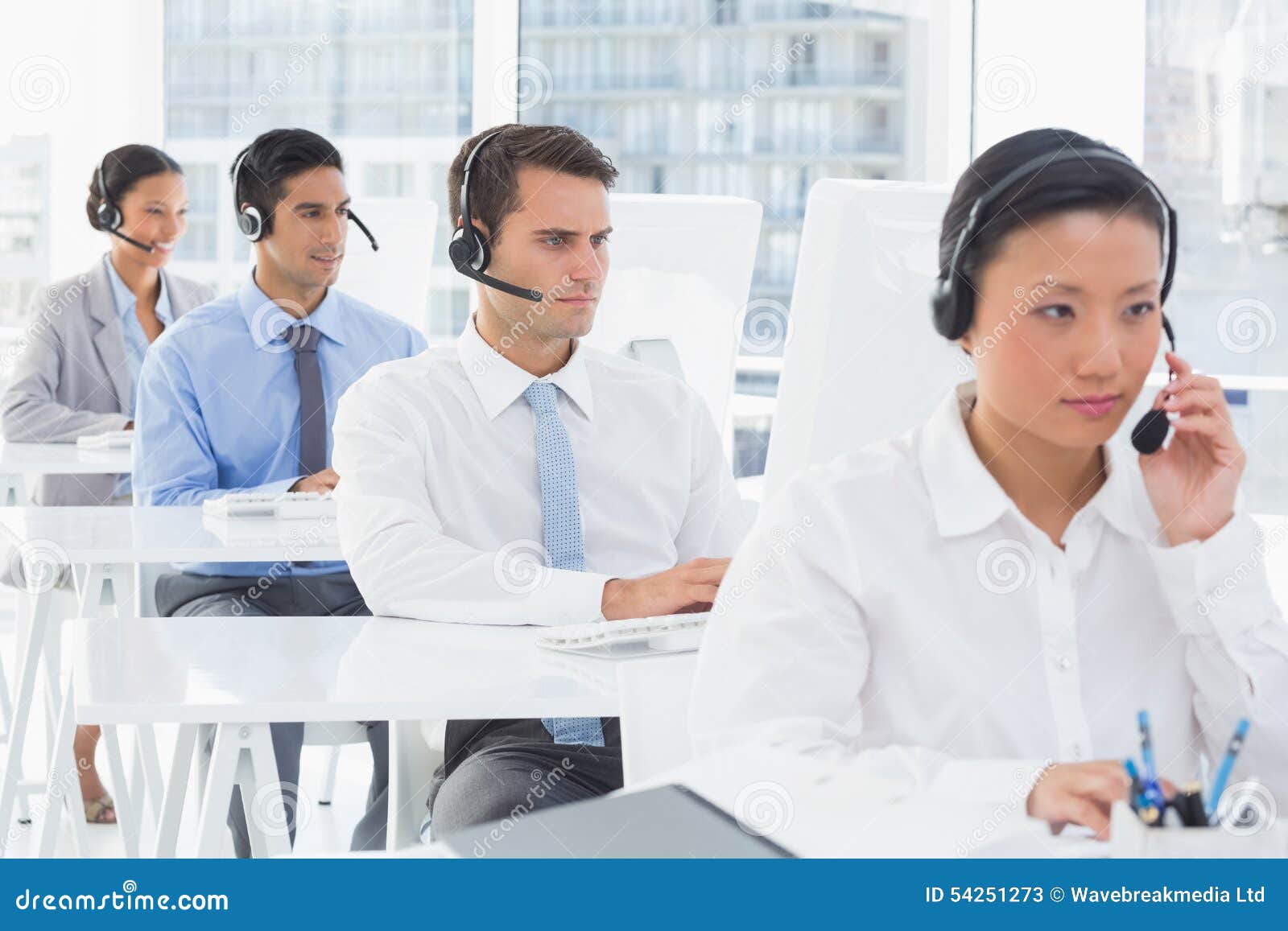 Concentrate Work Team Using Computer Stock Image - Image of computer ...