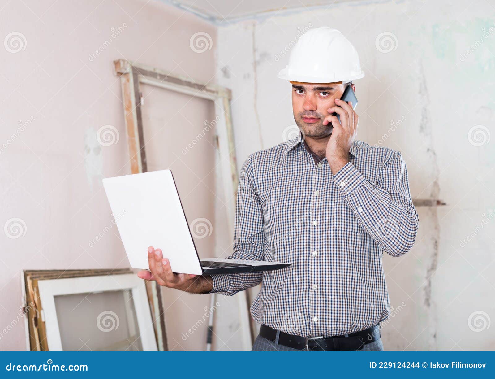 Concentrated Architect Woman Draw Blueprint Work At Home. Black Female ...