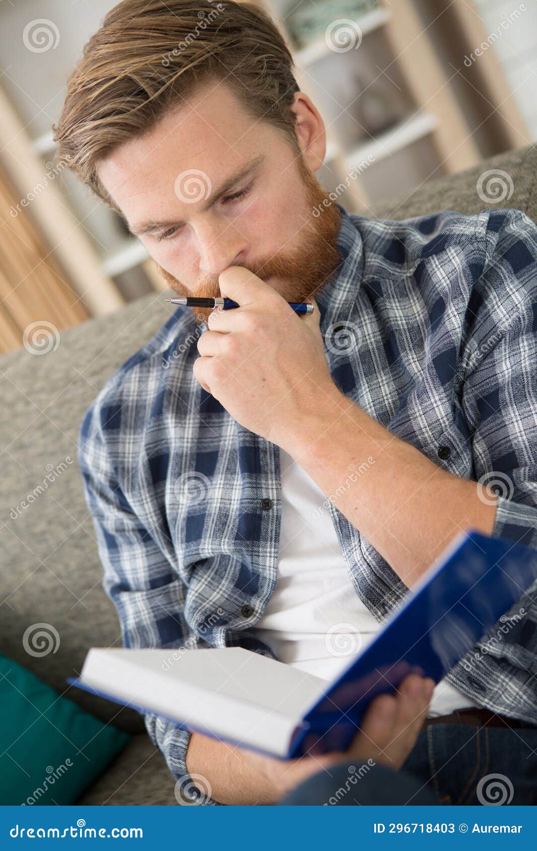 Concentrated Bearded Man Reading Book Stock Image - Image of hipster ...