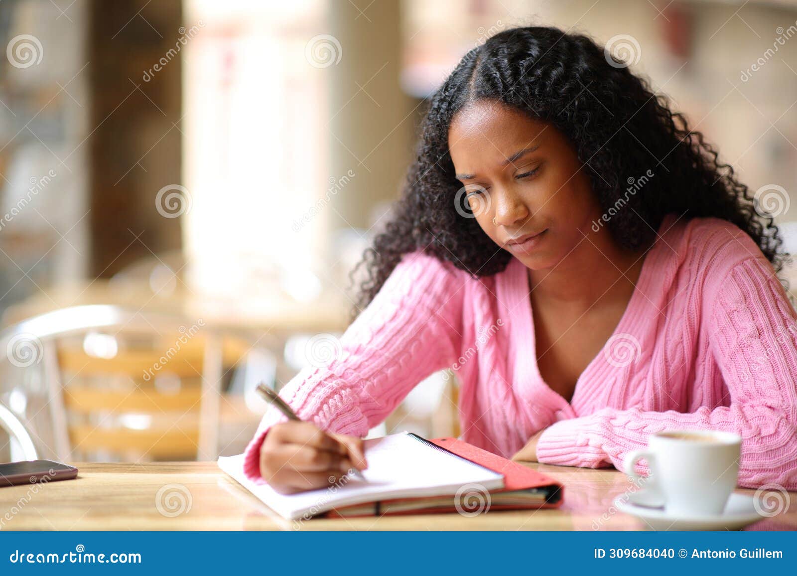 Concentrated Black Student Studying Taking Notes Stock Photo - Image of ...
