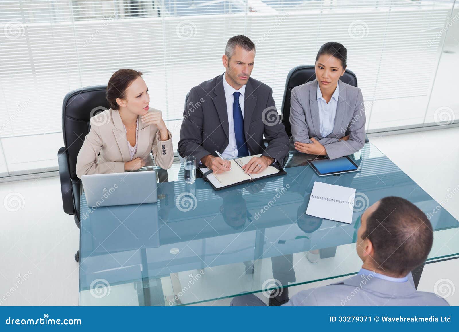 Concentrated Business Team Interviewing Experienced Man Stock Image ...