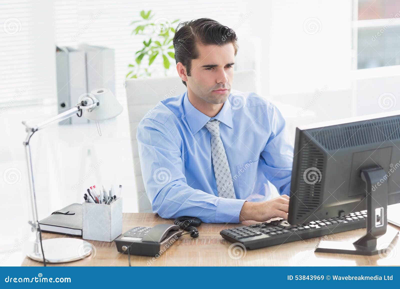 Concentrated Businessman Typing on the Keyboard Stock Image - Image of ...