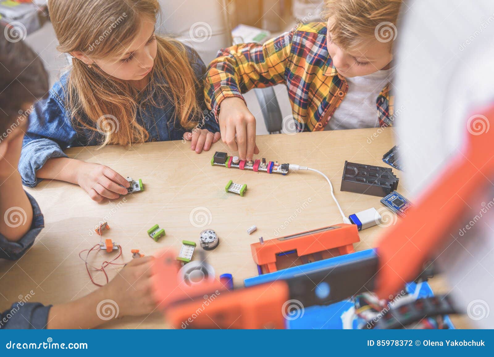 Concentrated Children in Light Studio Stock Photo - Image of detail ...