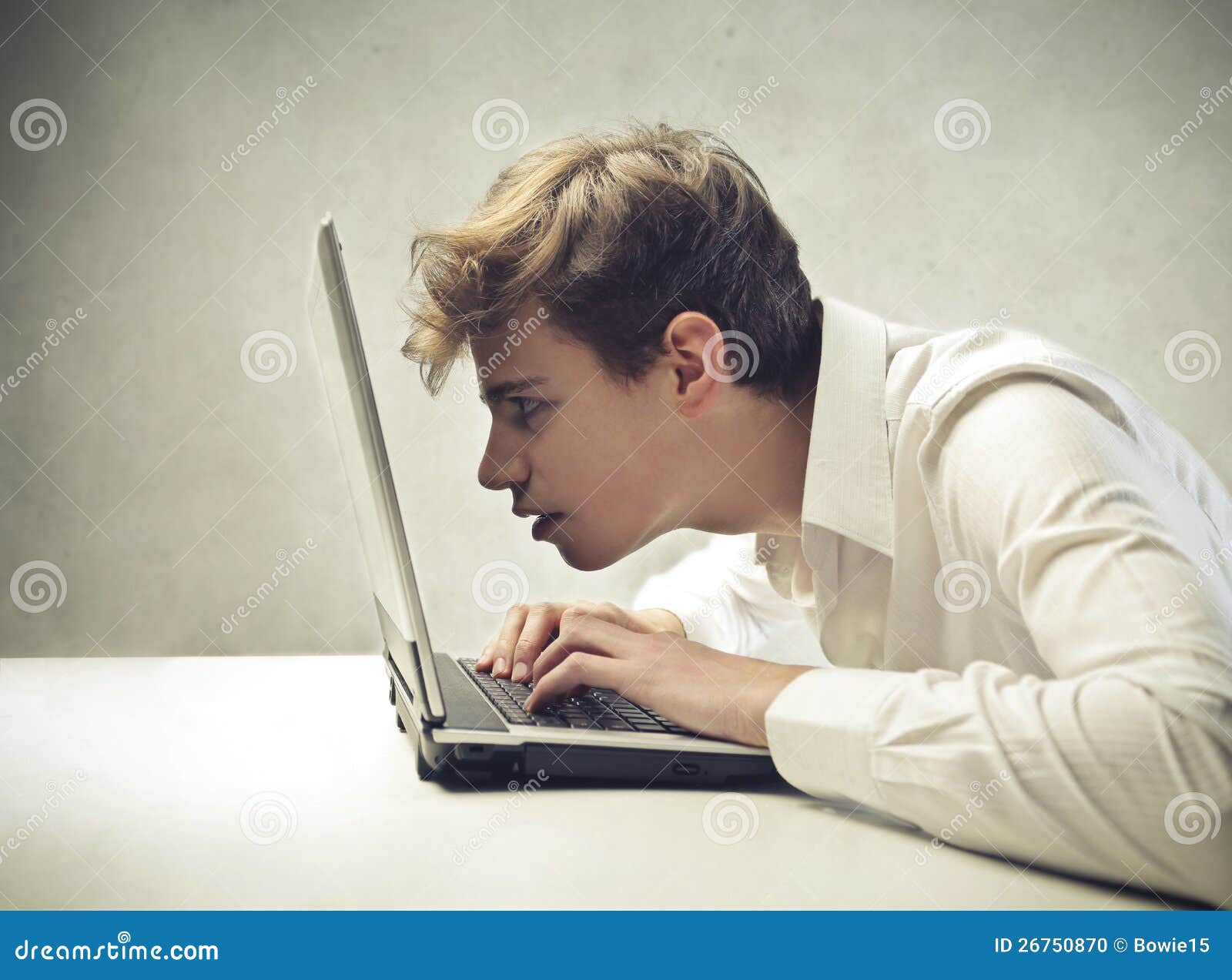 Concentrated on the Computer Stock Photo - Image of door, dimension ...