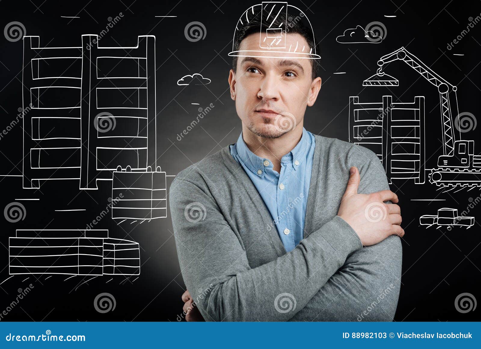 Concentrated Construction Engineer Planning His Work Stock Image ...