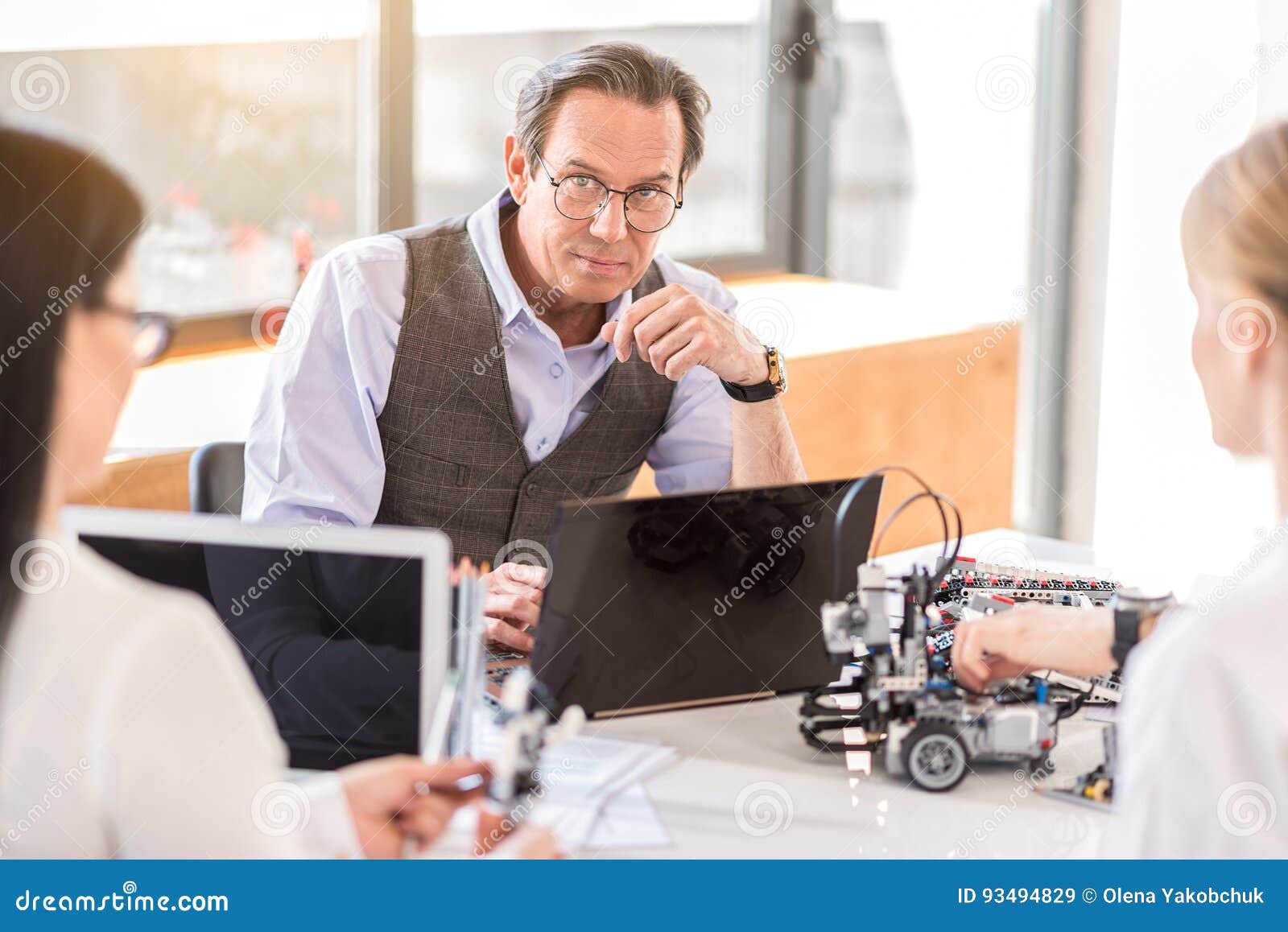 Concentrated Creative Inventors Laboring Together Stock Image - Image ...