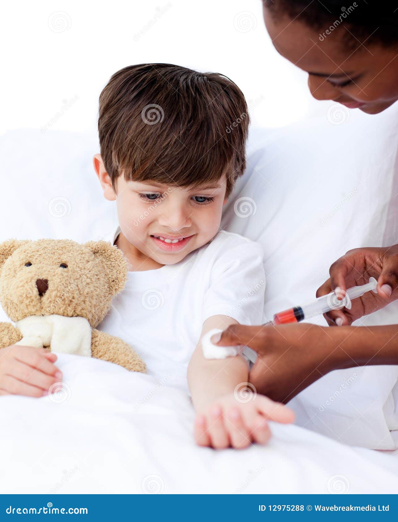 Concentrated Doctor Giving a Child an Injection Stock Photo - Image of ...