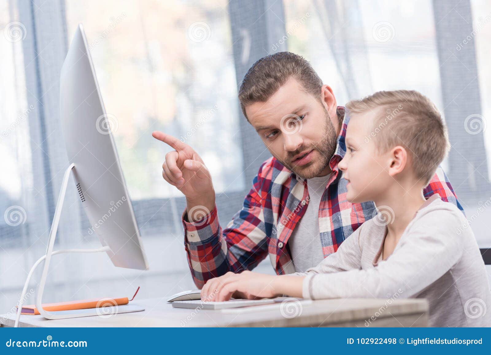 Father and Son with Desktop Computer Stock Photo - Image of ... Father and Son with Desktop Computer Stock Photo - Image of ...