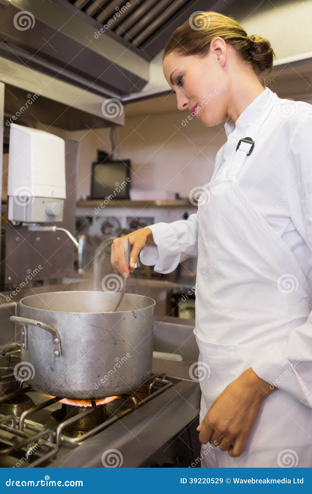 Concentrated Female Cook Preparing Food in Kitchen Stock Image - Image ...