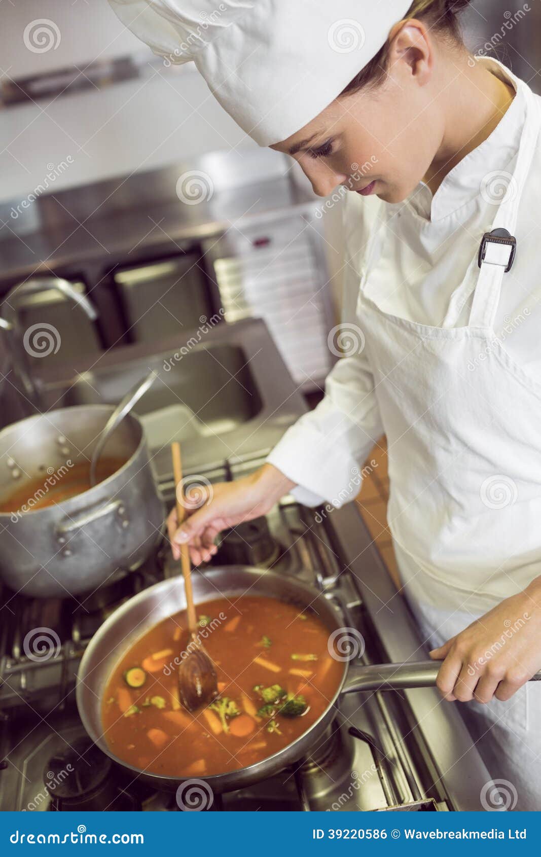Concentrated Female Cook Preparing Food in Kitchen Stock Photo - Image ...