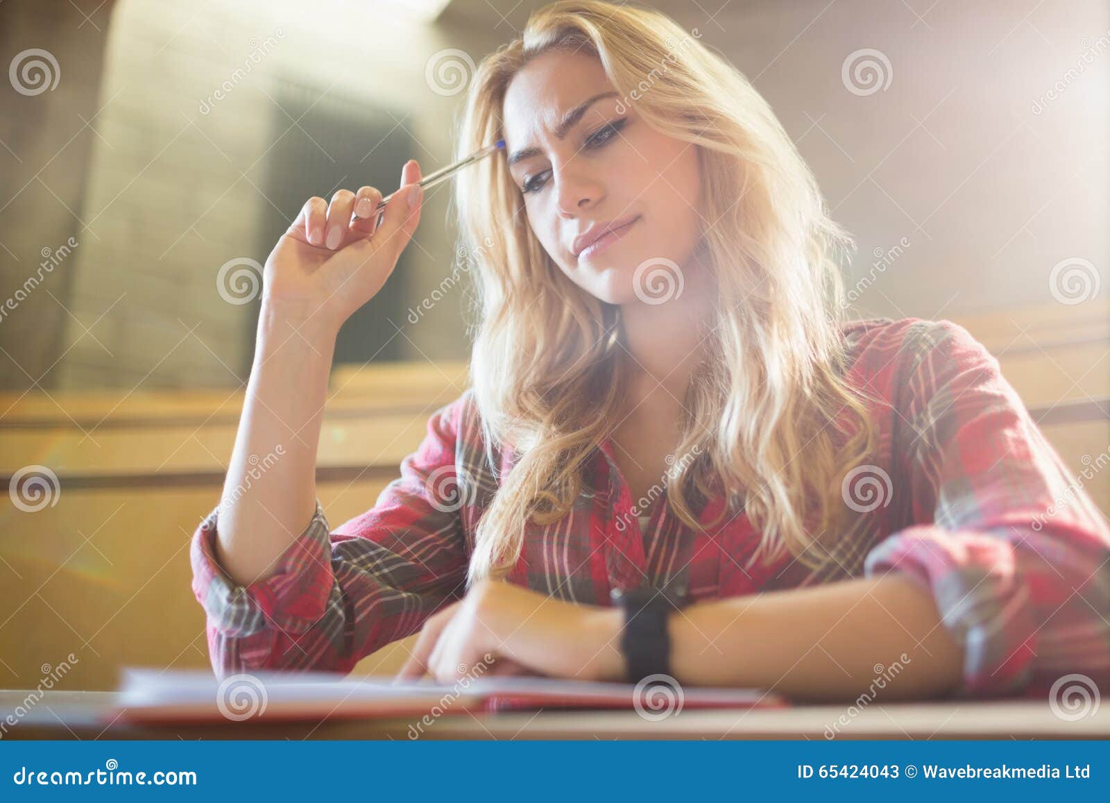 Concentrated Female Student during Class Stock Image - Image of focused ...