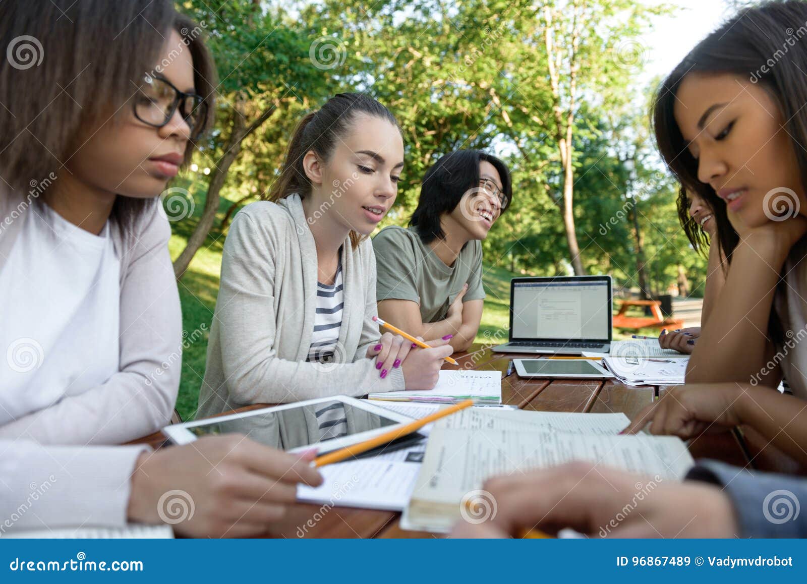 Concentrated Group of Young Students Stock Image - Image of serious ...