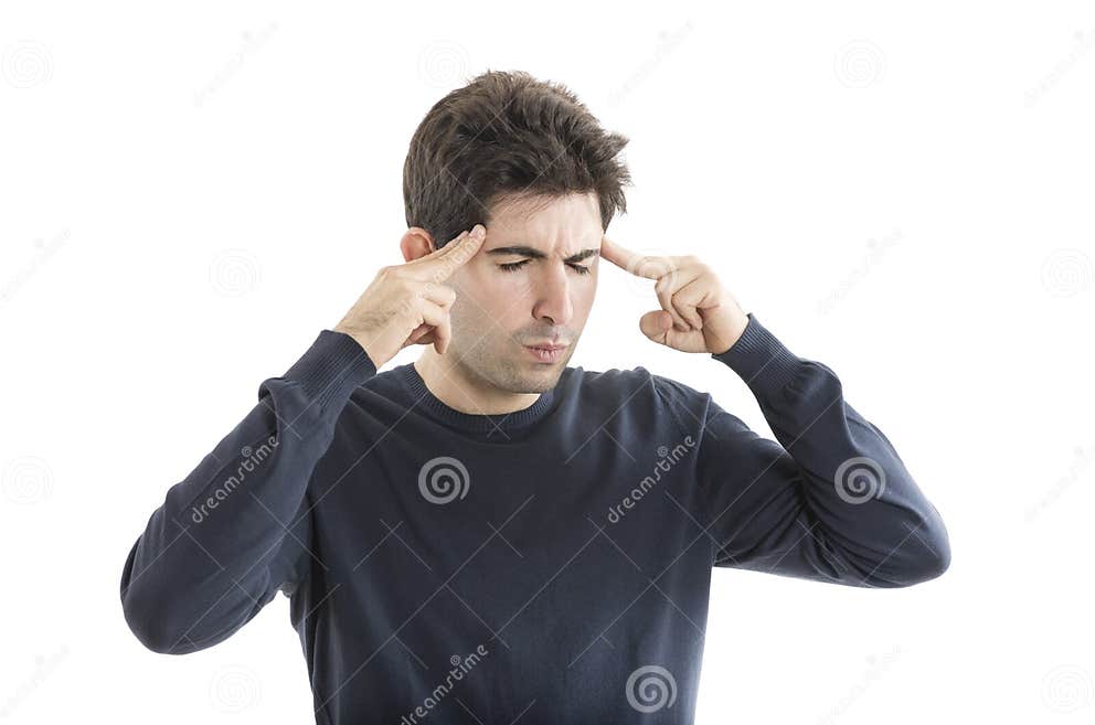 Concentrated Guy Isolated on White Backgropund Stock Photo - Image of ...