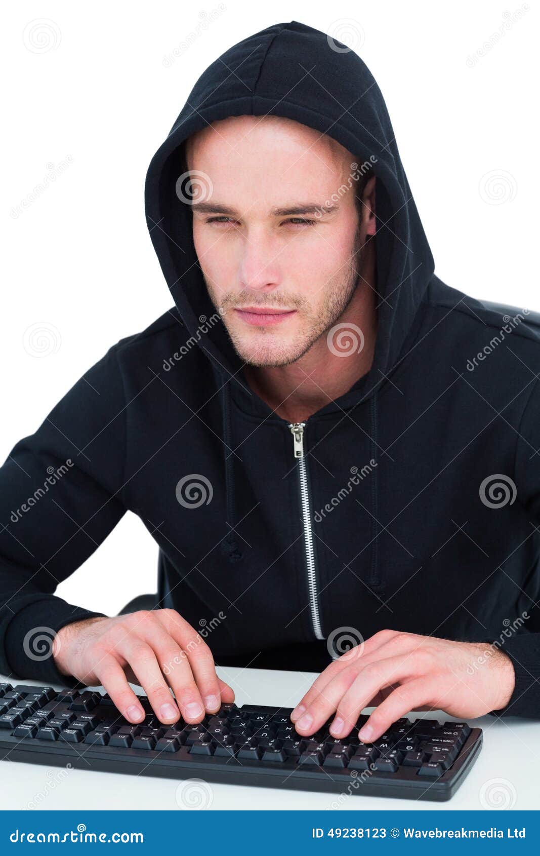 Concentrated Hacker Typing On Keyboard Stock Image Image Of Hacker