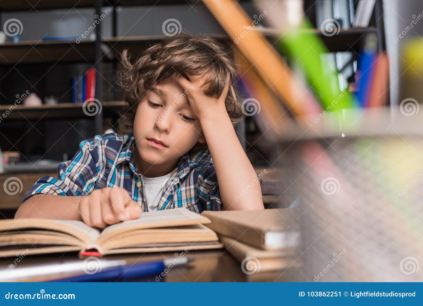 Kid reading book stock image. Image of portrait, studying - 103862251