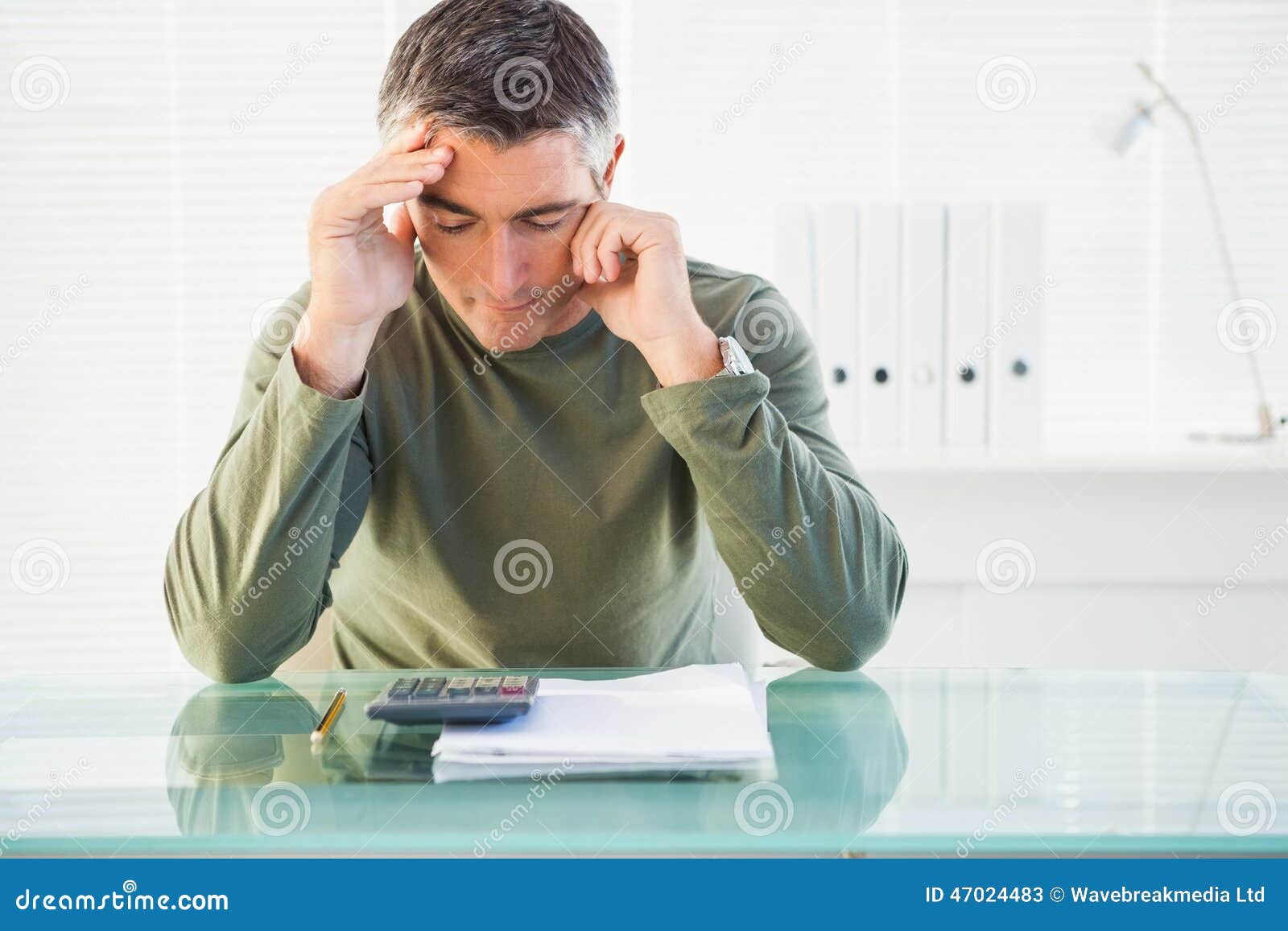 Concentrated Man Analyzing Account Stock Image - Image of working ...