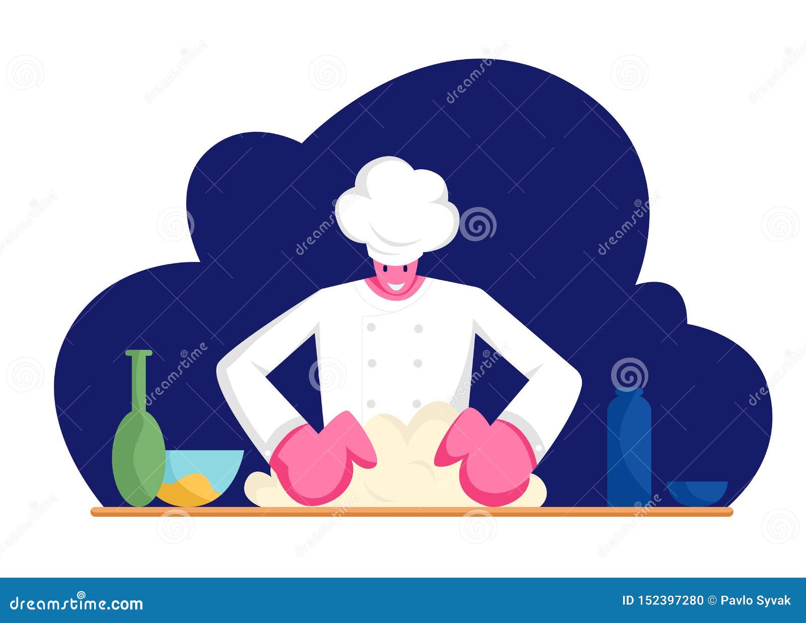 Kneading Dough Outline Icon. Hands And Batter. Homemade Bakery. Making ...